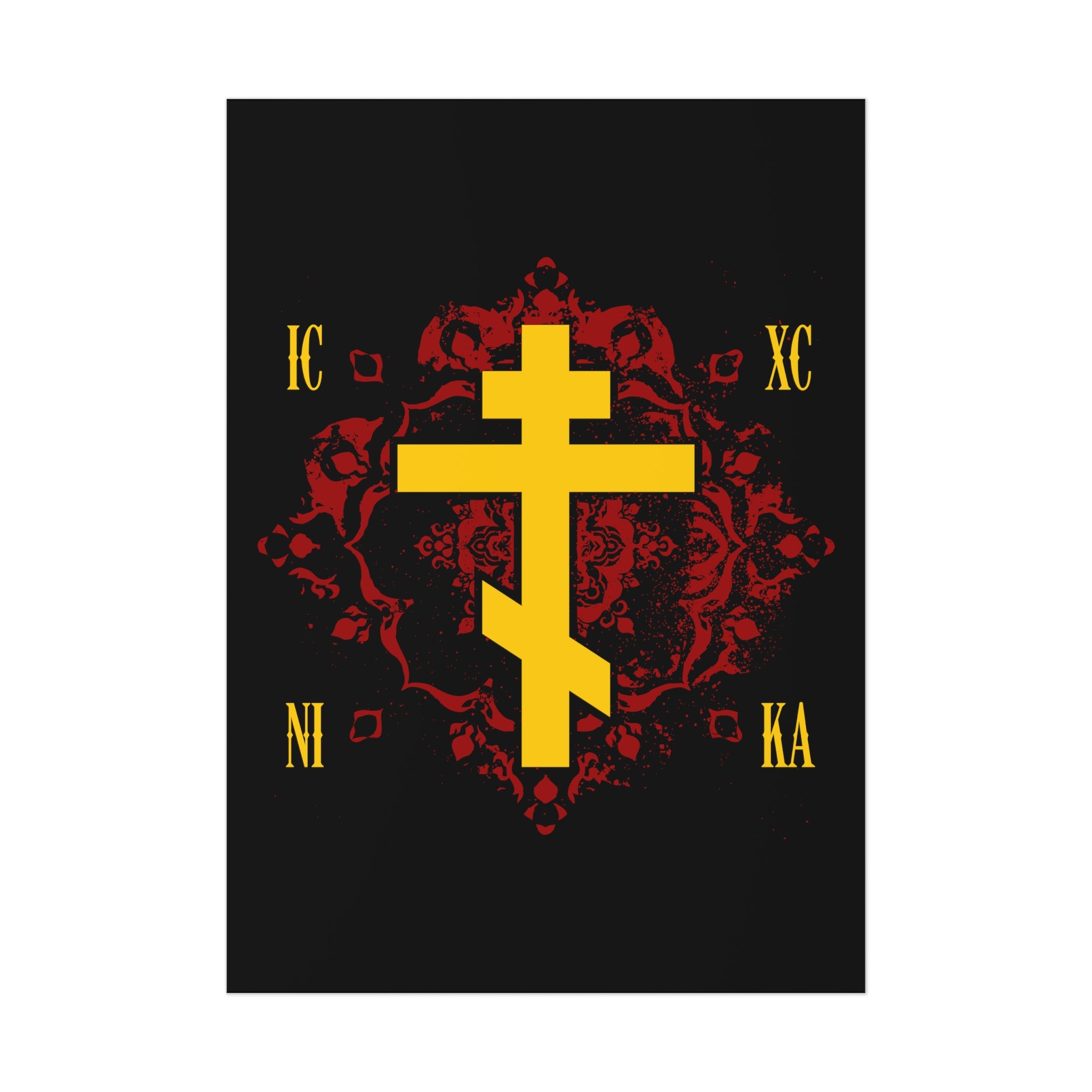 ICXC NIKA Russian Cross Ornate Background Orthodox Christian Poster