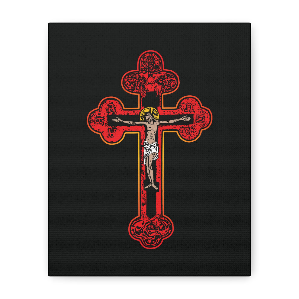 Red Orthodox Christian Crucifix | Byzantine Golgotha Cross | Alpha & O